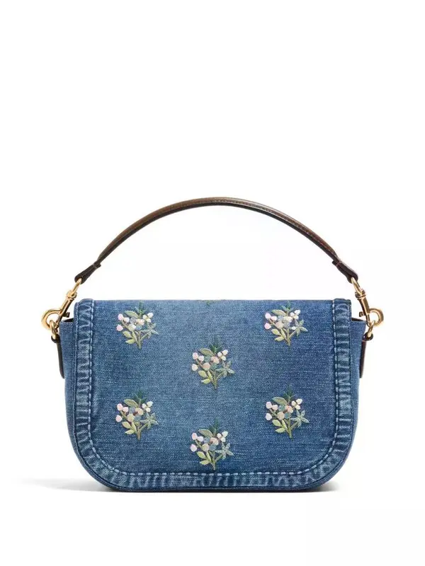 Valentino Garavani Alltime Medium Shoulder Bag In Embroidered Denim - Blue