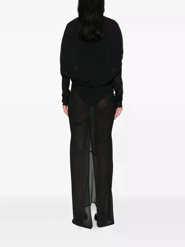 ENTIRE STUDIOS Sheer Panel V-neck Maxi Wrap Dress