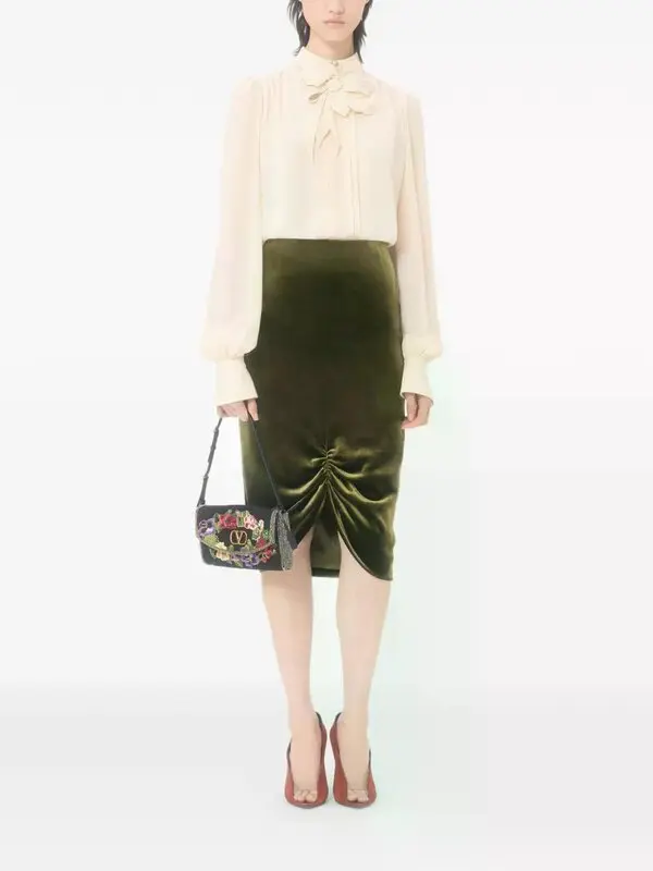 Valentino Garavani Embroidered Crepe De Chine Blouse - Neutrals