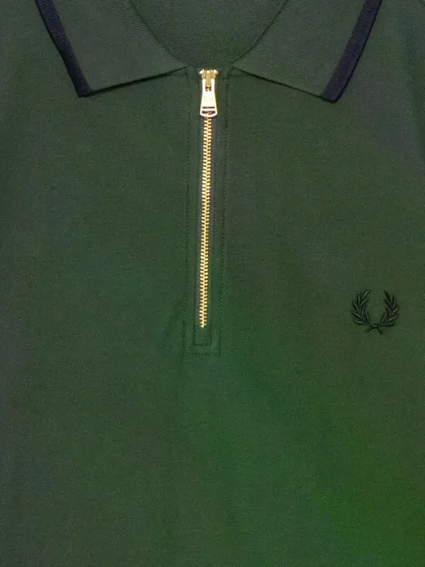 Fred Perry Logo-embroidered Half-zip Polo Shirt - Green