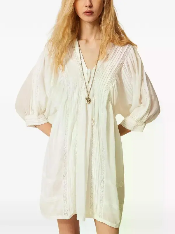 TWINSET Short Muslin Dress With Lace Details