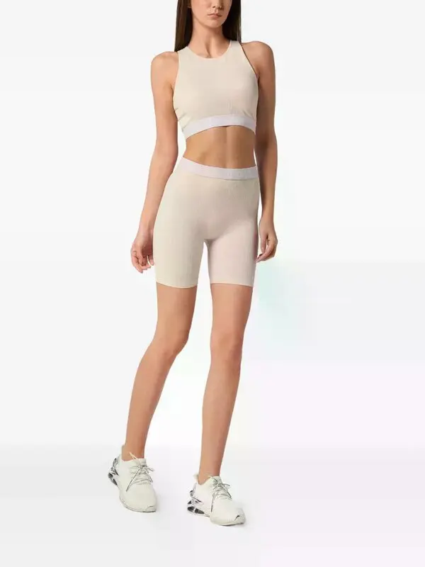 PLEIN SPORT Ribbed Logo Seamless Biker Shorts - Neutrals