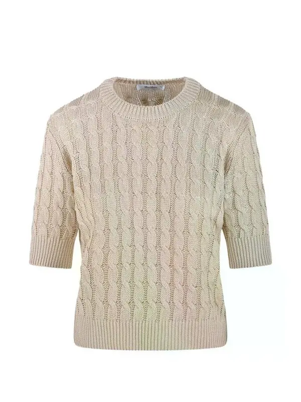 Max Mara Cable Knit Short-sleeve Sweater - Neutrals