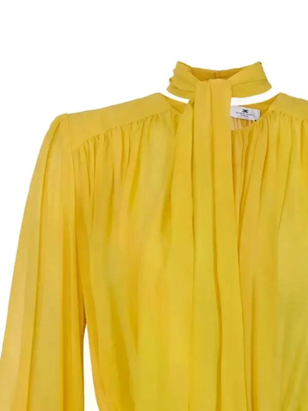 Elisabetta Franchi Silk Georgette Bodysuit With Sash - Yellow