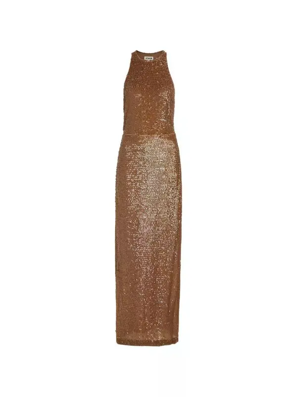 Staud Sequin Maxi Dress - Brown