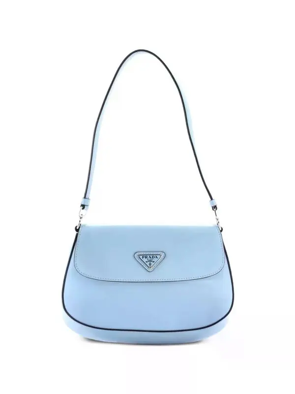 Prada Cleo Flap Shoulder Bag Spazzolato Leather - Blue