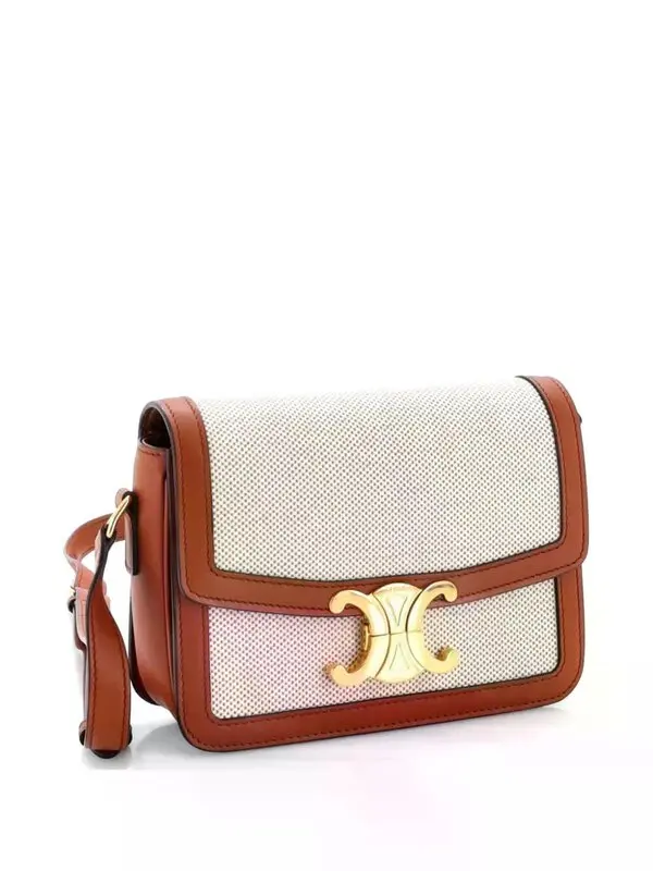 Celine Triomphe Teen Crossbody Bag Canvas With Leather - Brown