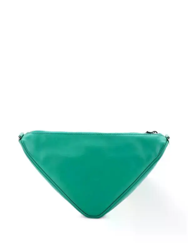 Prada Triangle Logo Zip Leather Crossbody Bag - Green