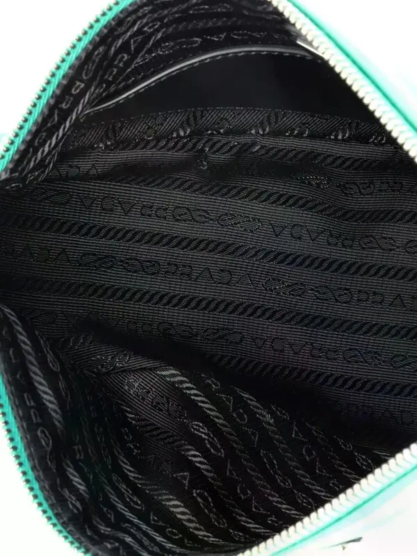 Prada Triangle Logo Zip Leather Crossbody Bag - Green