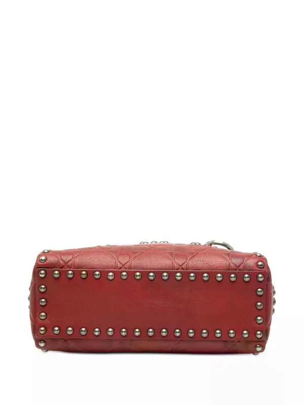 Dior 2017 Embossed Calfskin Cannage Studded Flower Lady Satchel