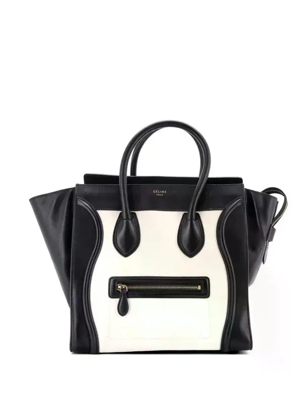 Celine Bicolor Luggage Mini Satchel - White