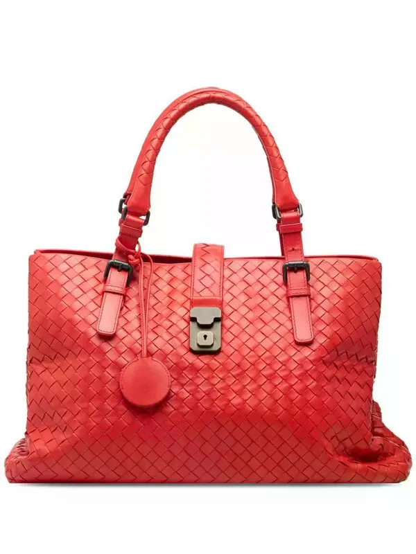 Bottega Veneta 2012-2026 Medium Nappa Intrecciato Roma Tote Bag - Red