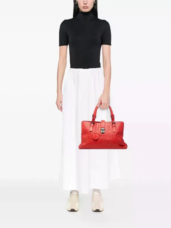 Bottega Veneta 2012-2026 Medium Nappa Intrecciato Roma Tote Bag - Red