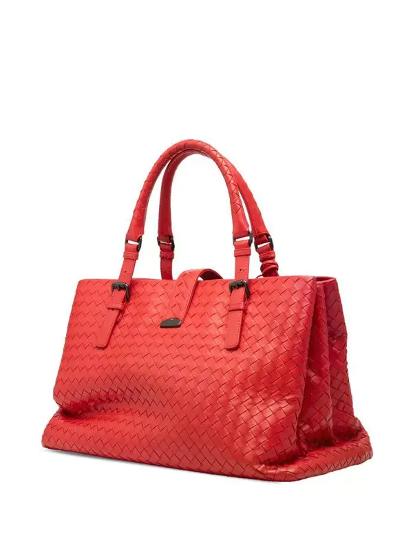 Bottega Veneta 2012-2026 Medium Nappa Intrecciato Roma Tote Bag - Red