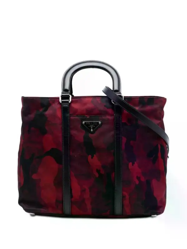 Prada 2013-2025 Tessuto Camouflage Satchel - Red