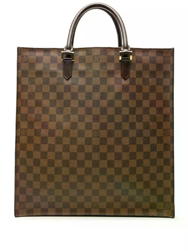 LOUIS VUITTON 2004 Damier Ebene Sac Plat Tote - Brown