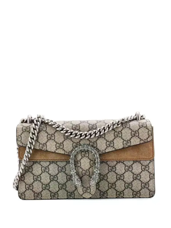 Gucci Dionysus Small Shoulder Bag Gg Coated Canvas With Embellished Metal - Brown