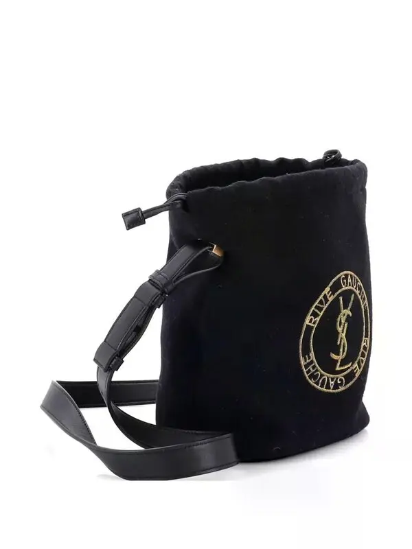 Saint Laurent Rive Gauche Embroidered Wool Bucket Bag