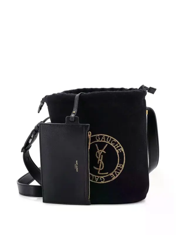 Saint Laurent Rive Gauche Embroidered Wool Bucket Bag