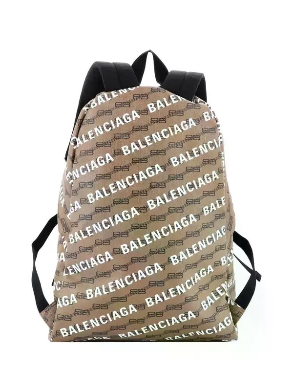 Balenciaga Signature Bb Logo Coated Canvas Backpack - Brown 