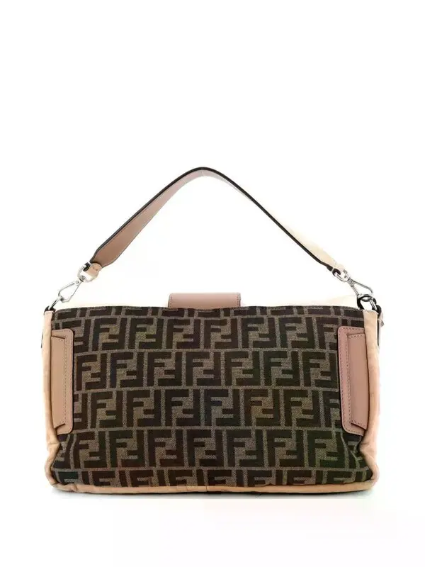 Fendi Baguette Zucca And Pequin Canvas Shoulder Bag - Brown
