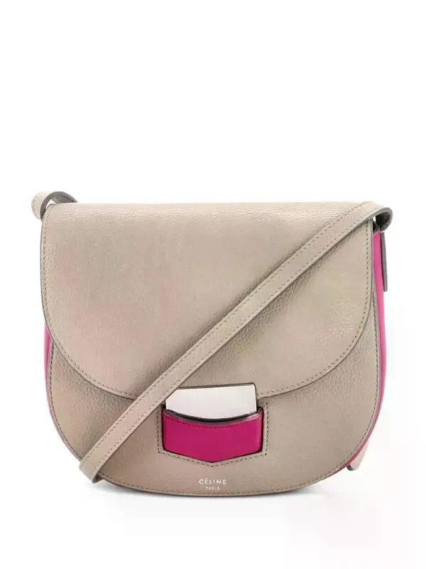 Celine Trotteur Grainy Leather Small Crossbody Bag - Neutrals