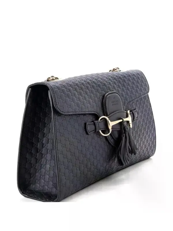 Gucci Emily Chain Flap Bag Microssima Leather Medium - Blue