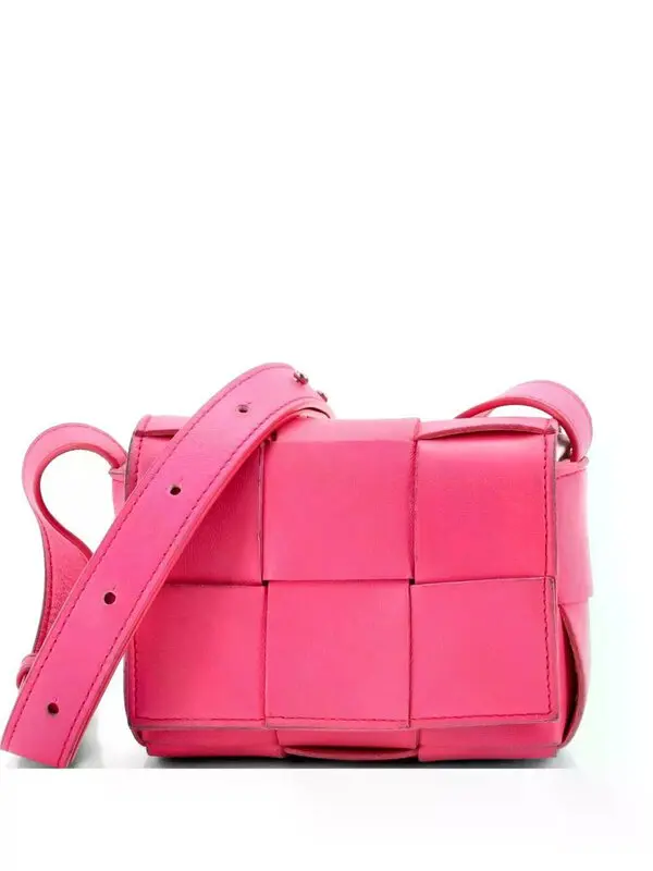 Bottega Veneta Cassette Maxi Intrecciato Leather Crossbody Bag - Pink