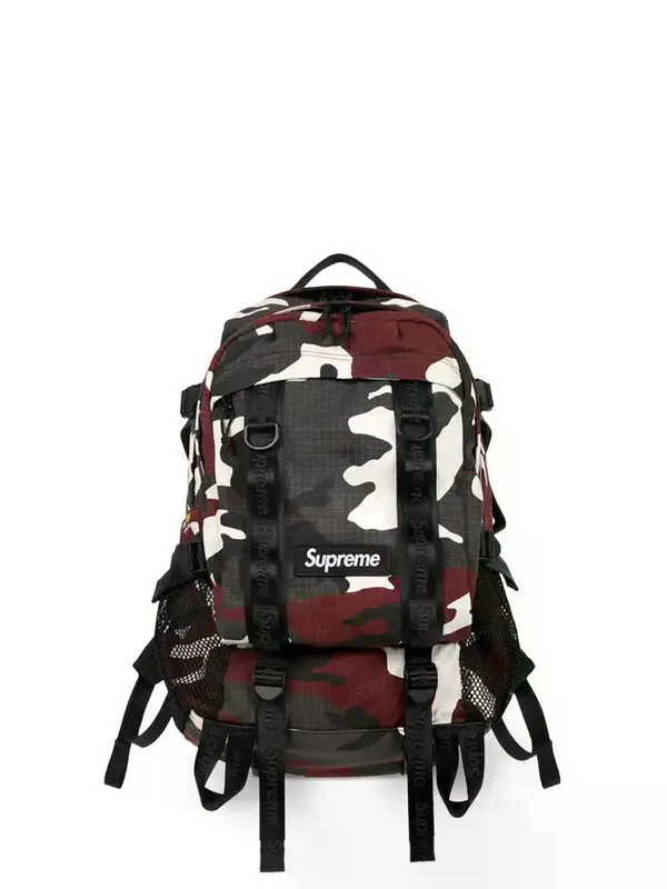 Supreme Logo-detail All-over Pattern Backpack - Red