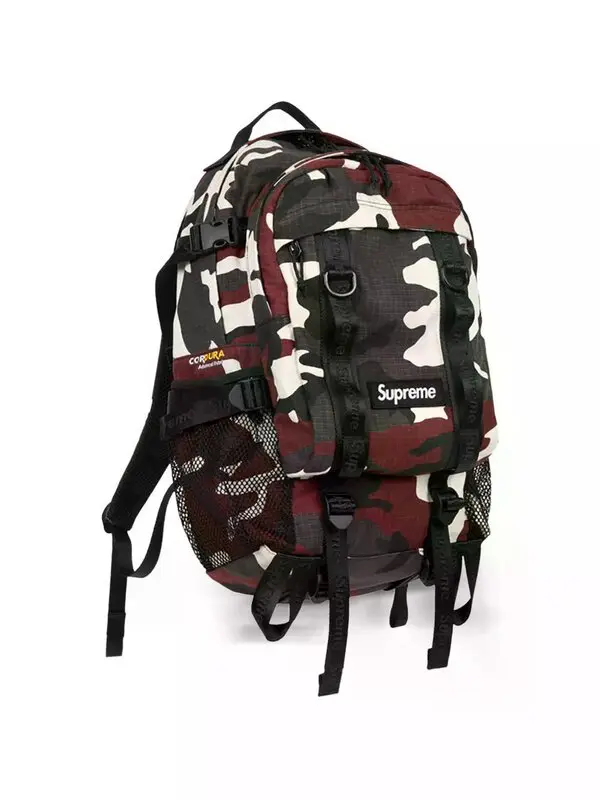 Supreme Logo-detail All-over Pattern Backpack - Red