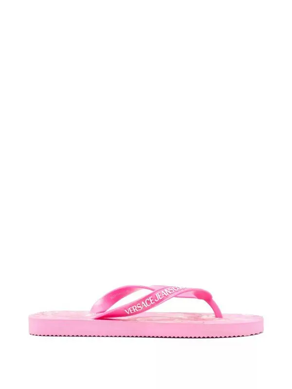 Versace Floral-print Flip Flops - Pink