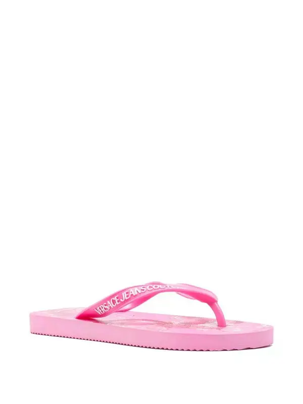 Versace Floral-print Flip Flops - Pink