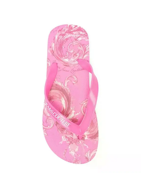 Versace Floral-print Flip Flops - Pink