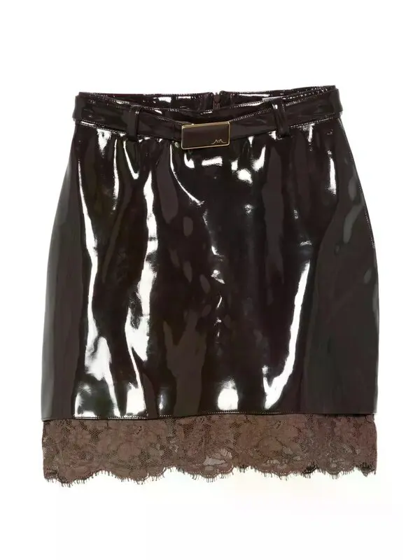 ROWEN ROSE Lace Trim Mini Skirt - Brown