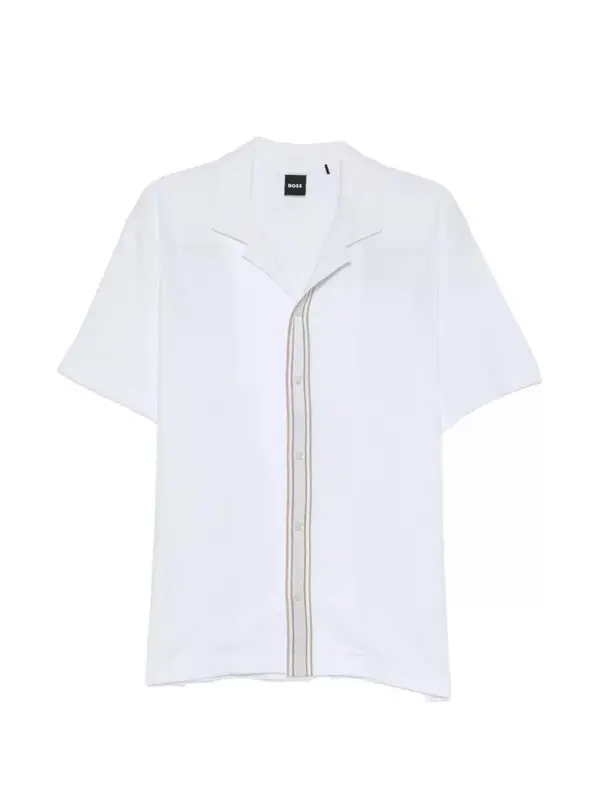 BOSS Knitted Button Shirt - White