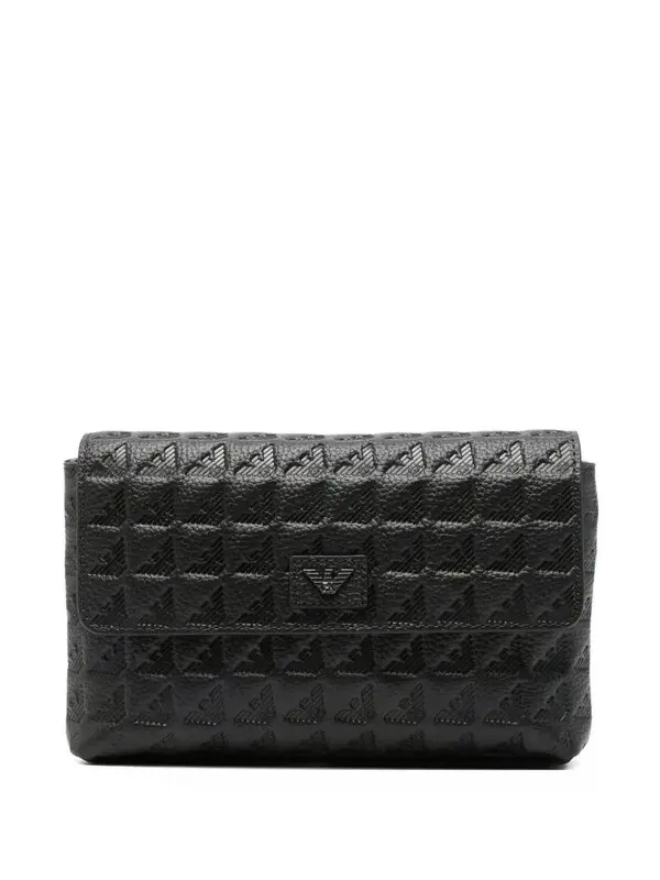 Emporio Armani Embossed Messenger Bag - Black