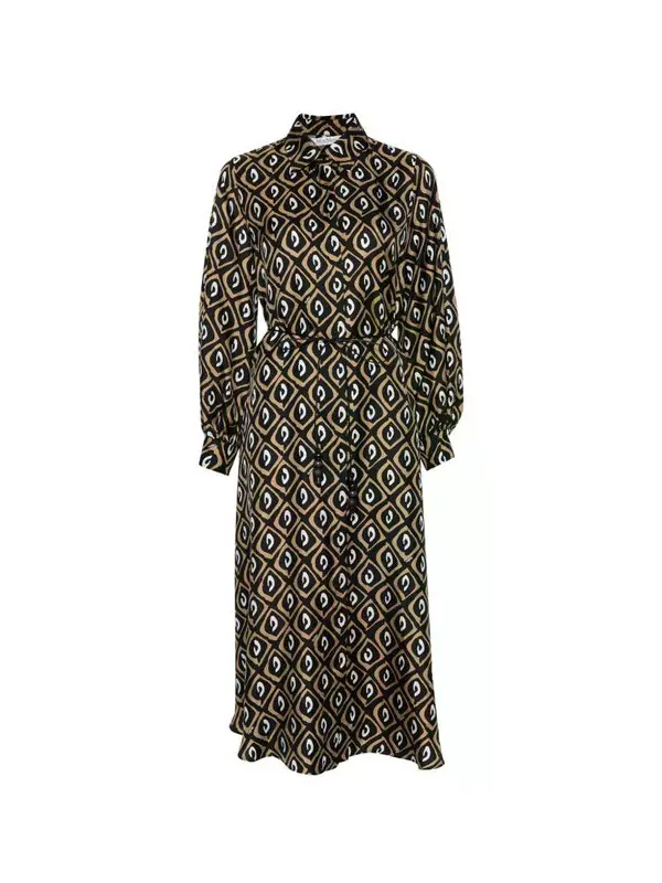 Max Mara Printed Midi Shirt Dress - Black
