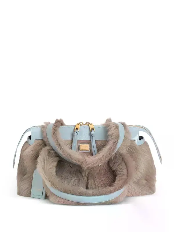 Dolce & Gabbana Vittoria Shoulder Bag In Shearling And Calfskin - Grey