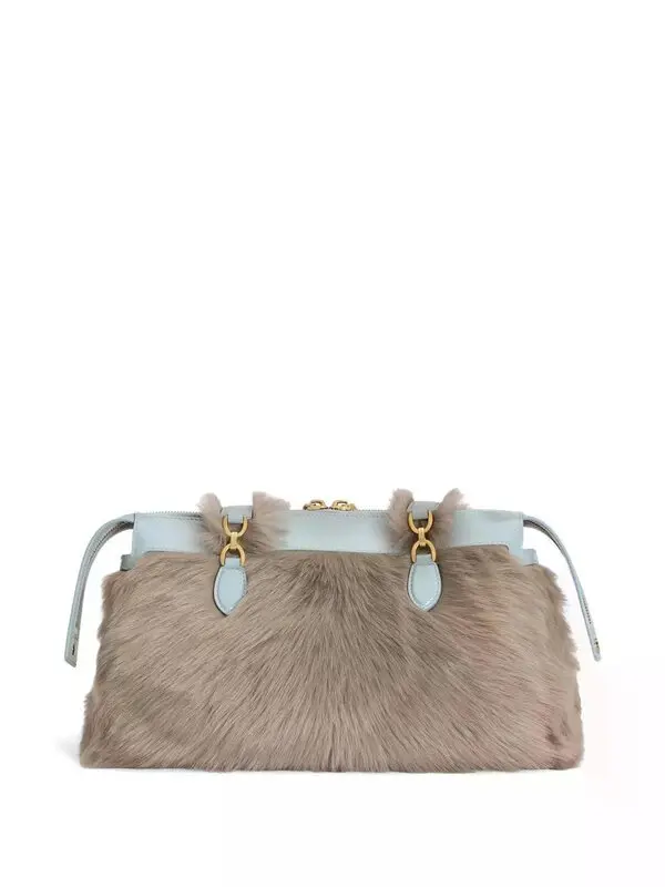 Dolce & Gabbana Vittoria Shoulder Bag In Shearling And Calfskin - Grey