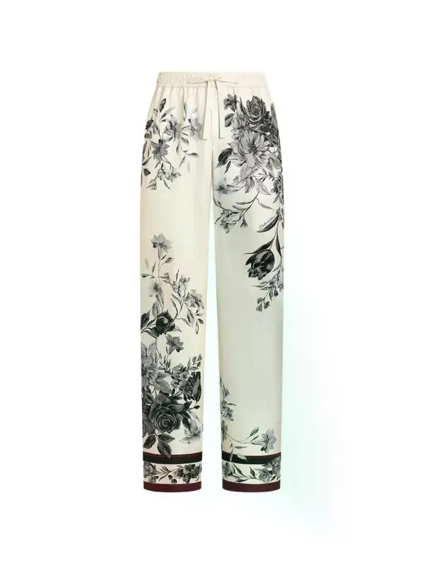 Dolce & Gabbana Floral Print Twill Vanity Trousers - Neutrals