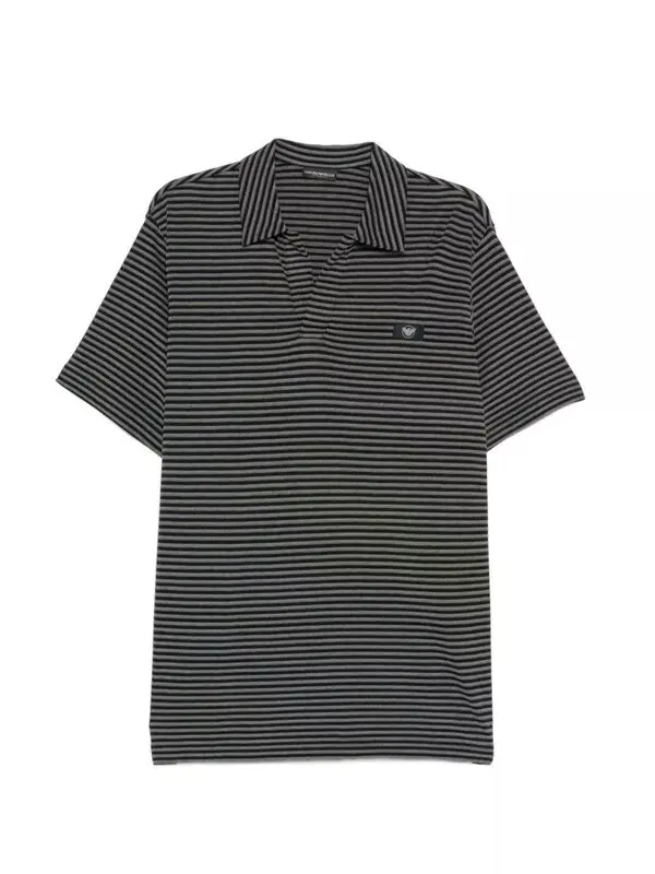 Emporio Armani Striped Polo Shirt - Black
