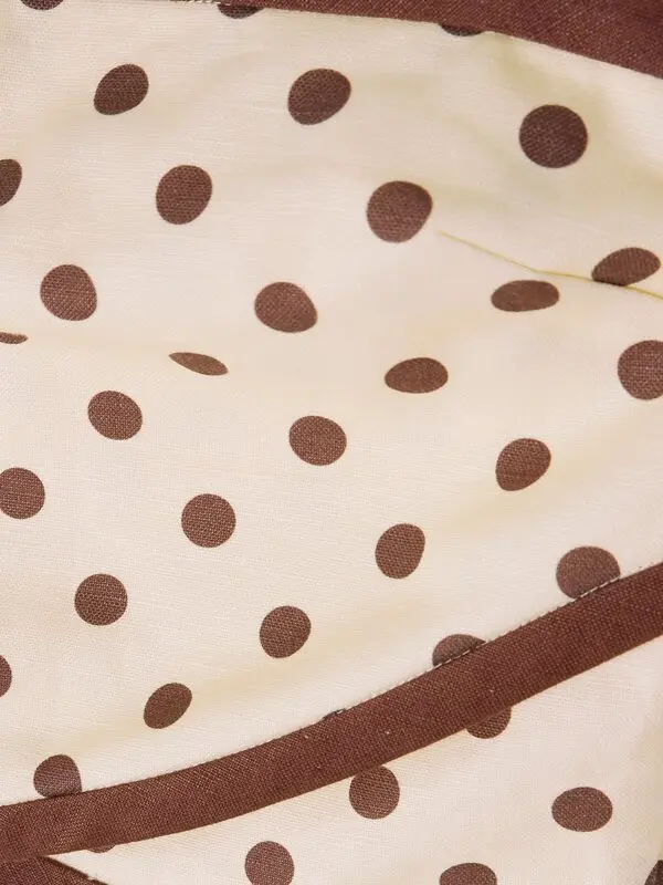 Posse Bowie Cropped Strapless Polka-dot Linen And Cotton-blend Top - Neutrals