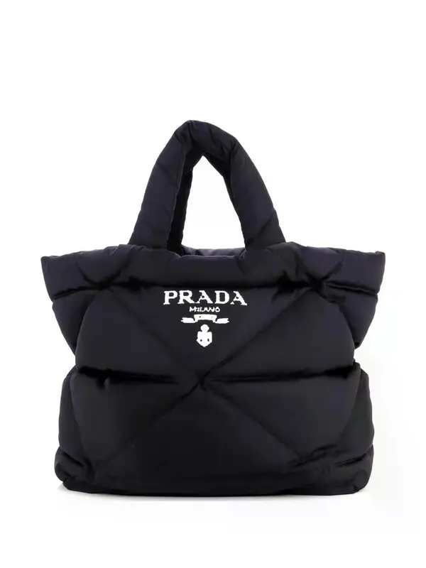 Prada Padded Logo Quilted Re-nylon Medium Tote Bag