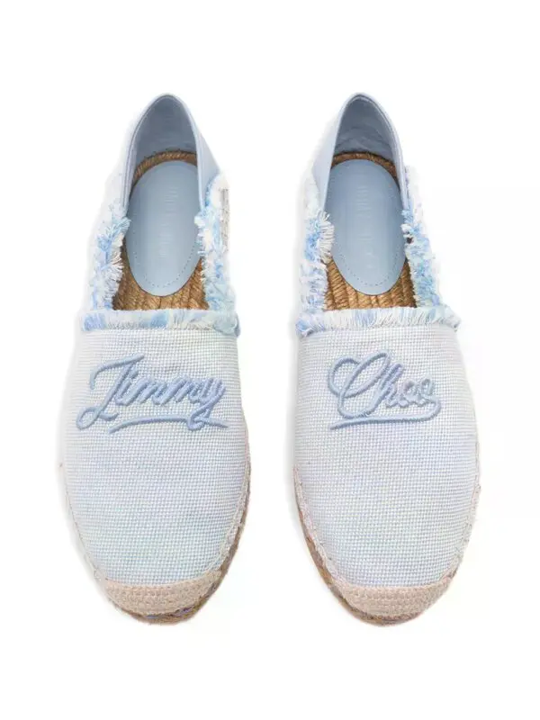 JIMMY CHOO Logo Frayed Espadrilles - Blue
