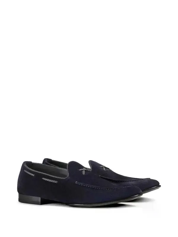 DOUCAL'S Braided-lacing Suede Loafers