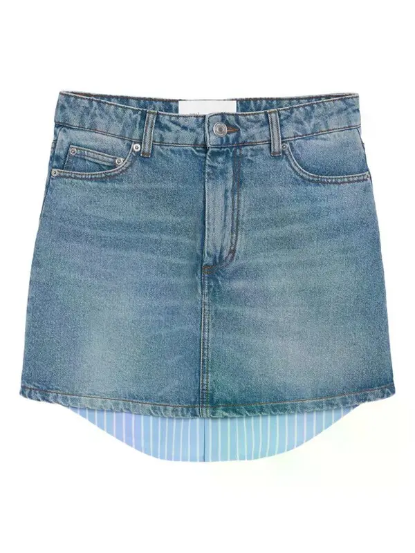 AMI Paris Cotton Mini Skirt With Poplin Insert