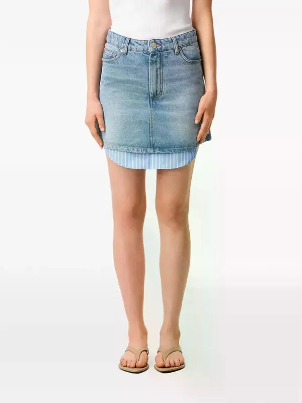 AMI Paris Cotton Mini Skirt With Poplin Insert