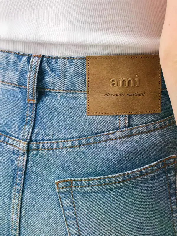 AMI Paris Cotton Mini Skirt With Poplin Insert