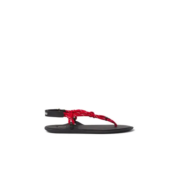 Miu Miu Riviere Cord And Leather Sandals - Red