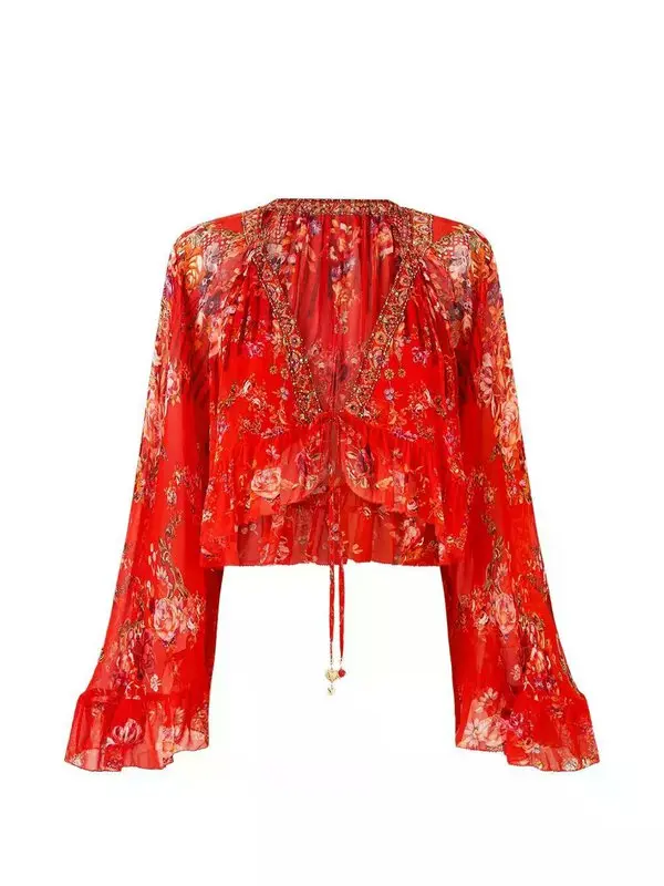 Camilla Cropped Ruffled Blouse